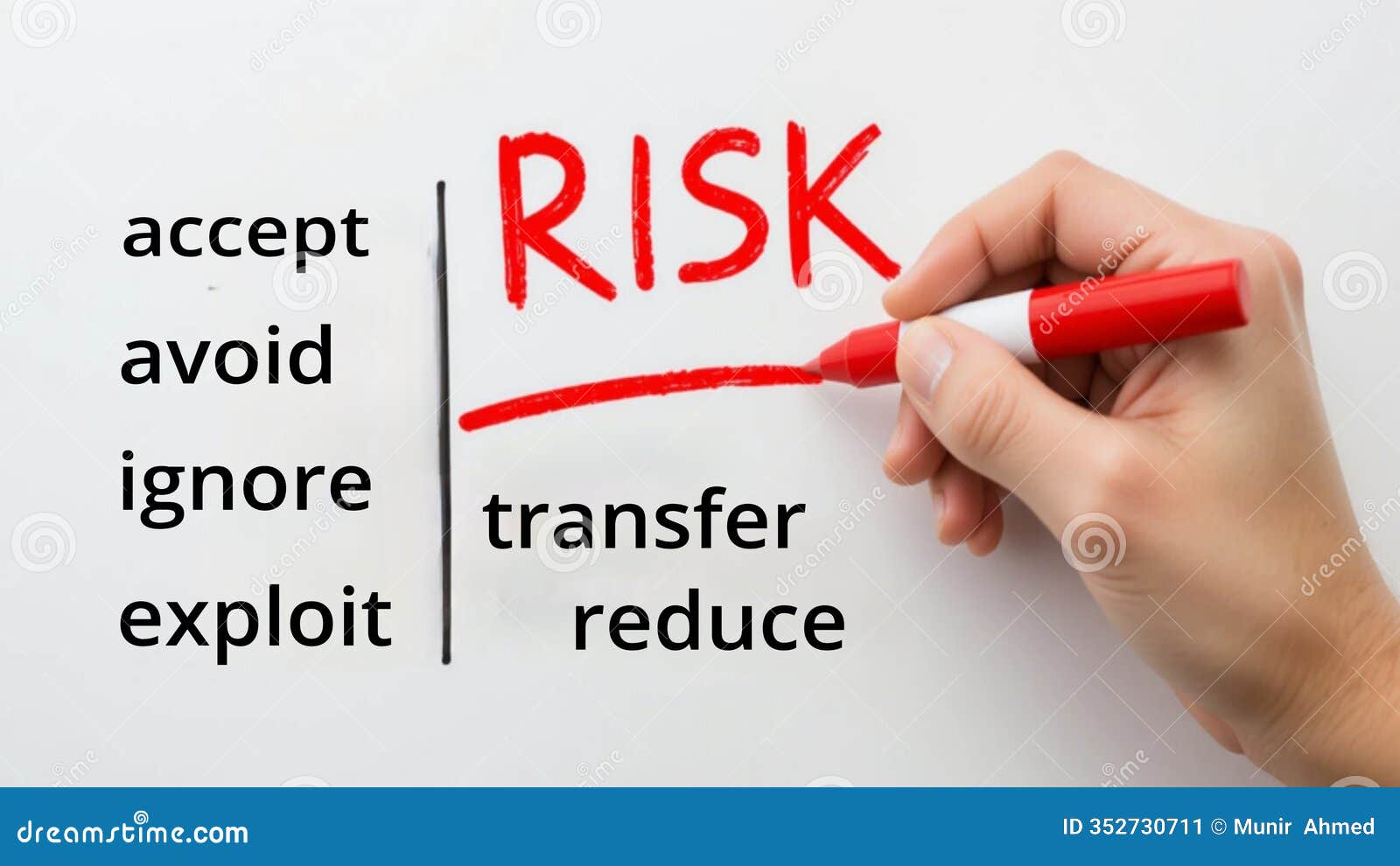 Hand with Red Marker Drawing Chart of Risk Management Concept Isolated ...