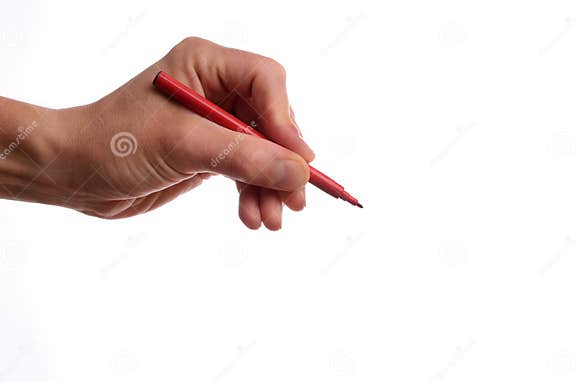 Hand with a red pen stock image. Image of business, holding - 55597865