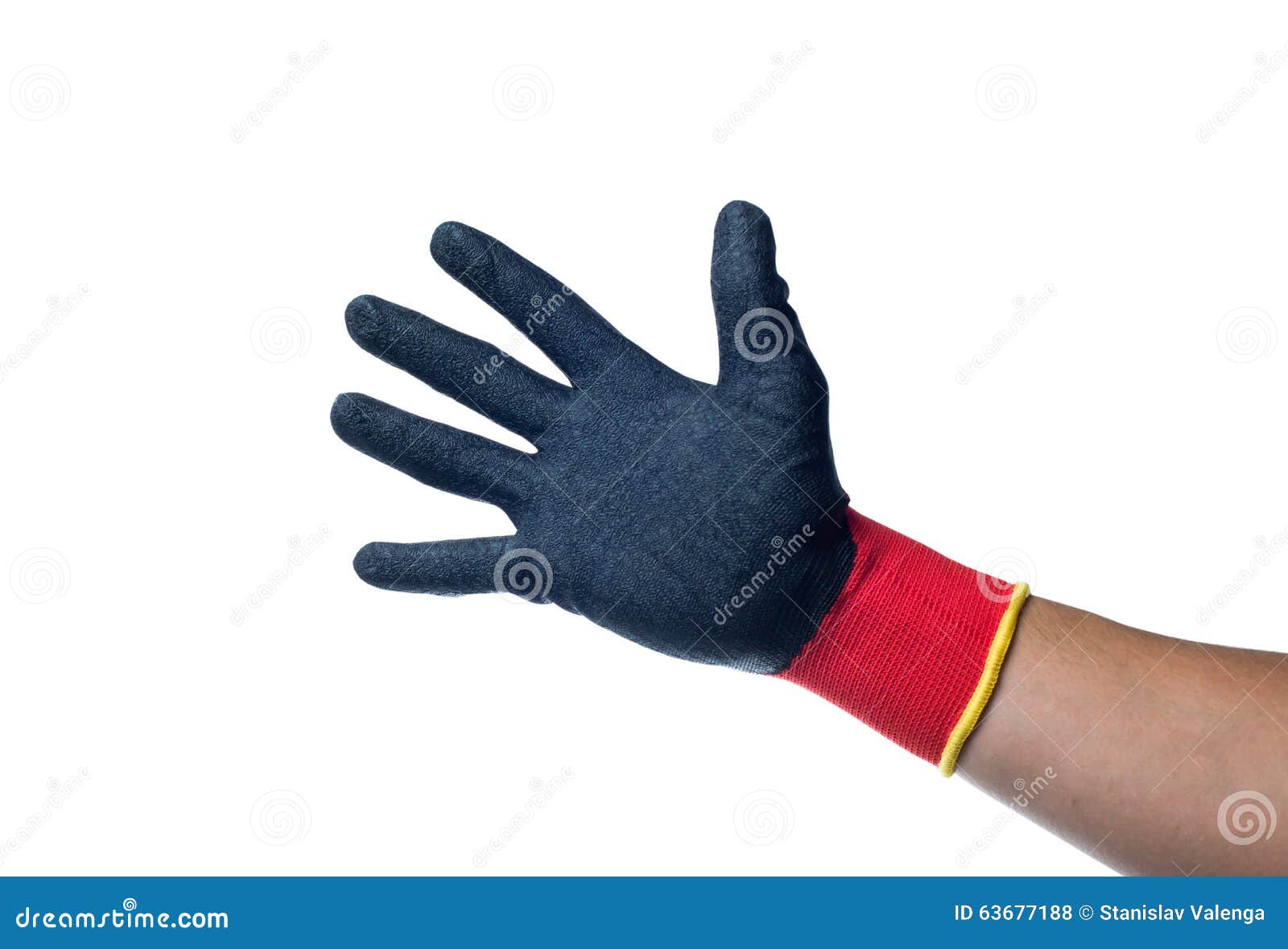 Hand in Red Rubber Glove. Isolated on a White Stock Photo - Image of ...