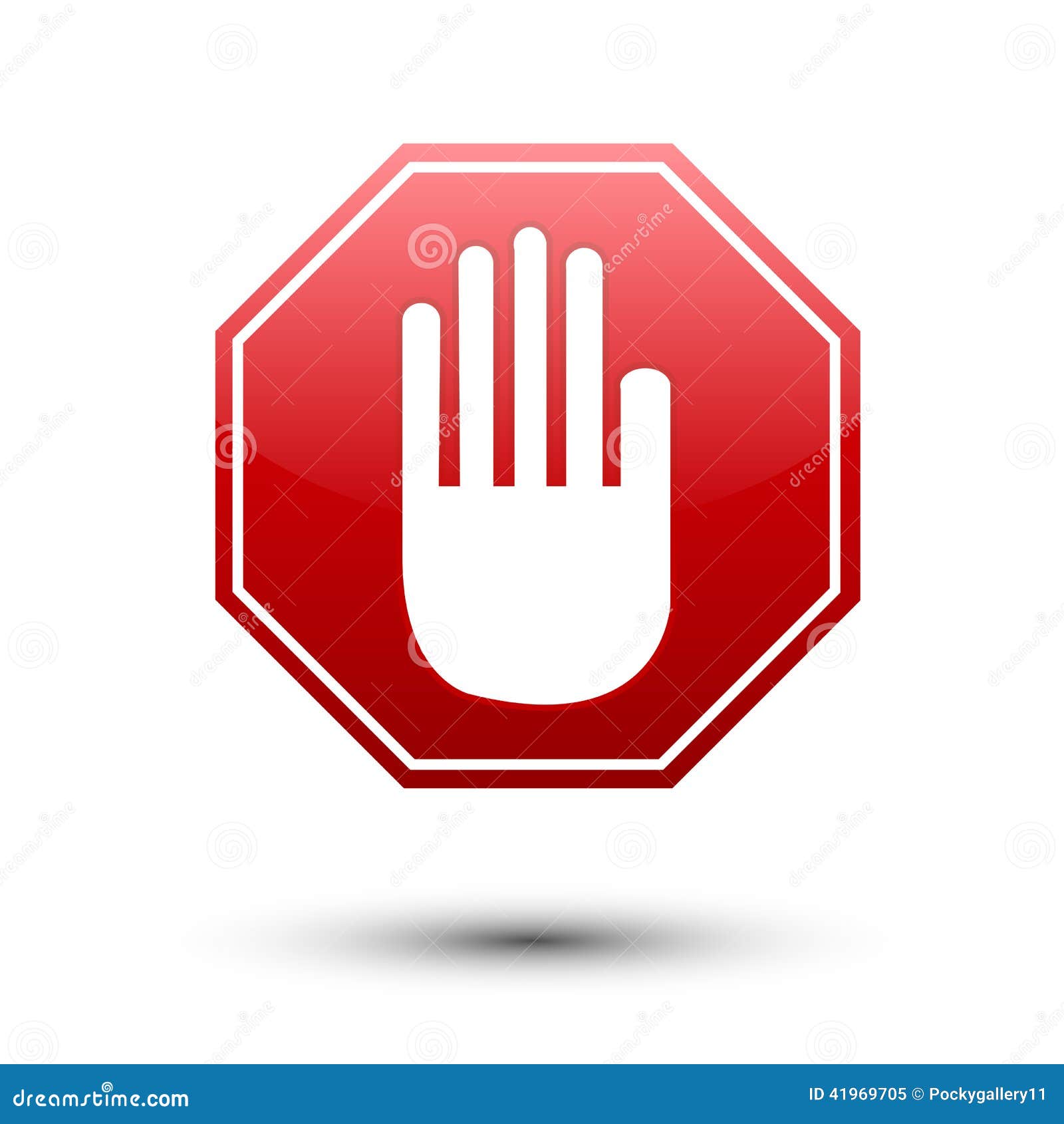 Hand on red sign stock vector. Illustration of hand, caution - 41969705