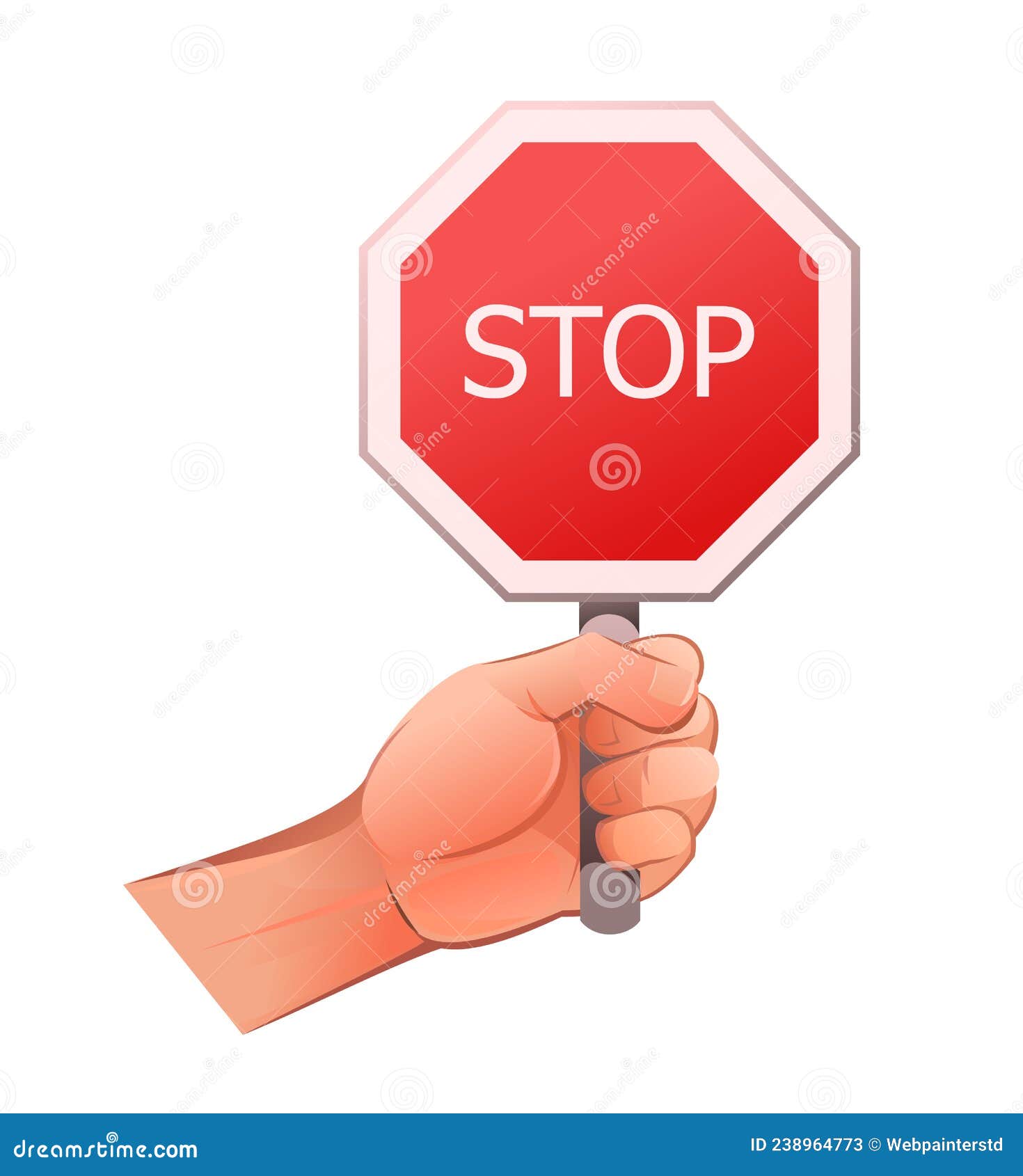 Hand with Red Stop Sign. the Object is Isolated on a White Background ...