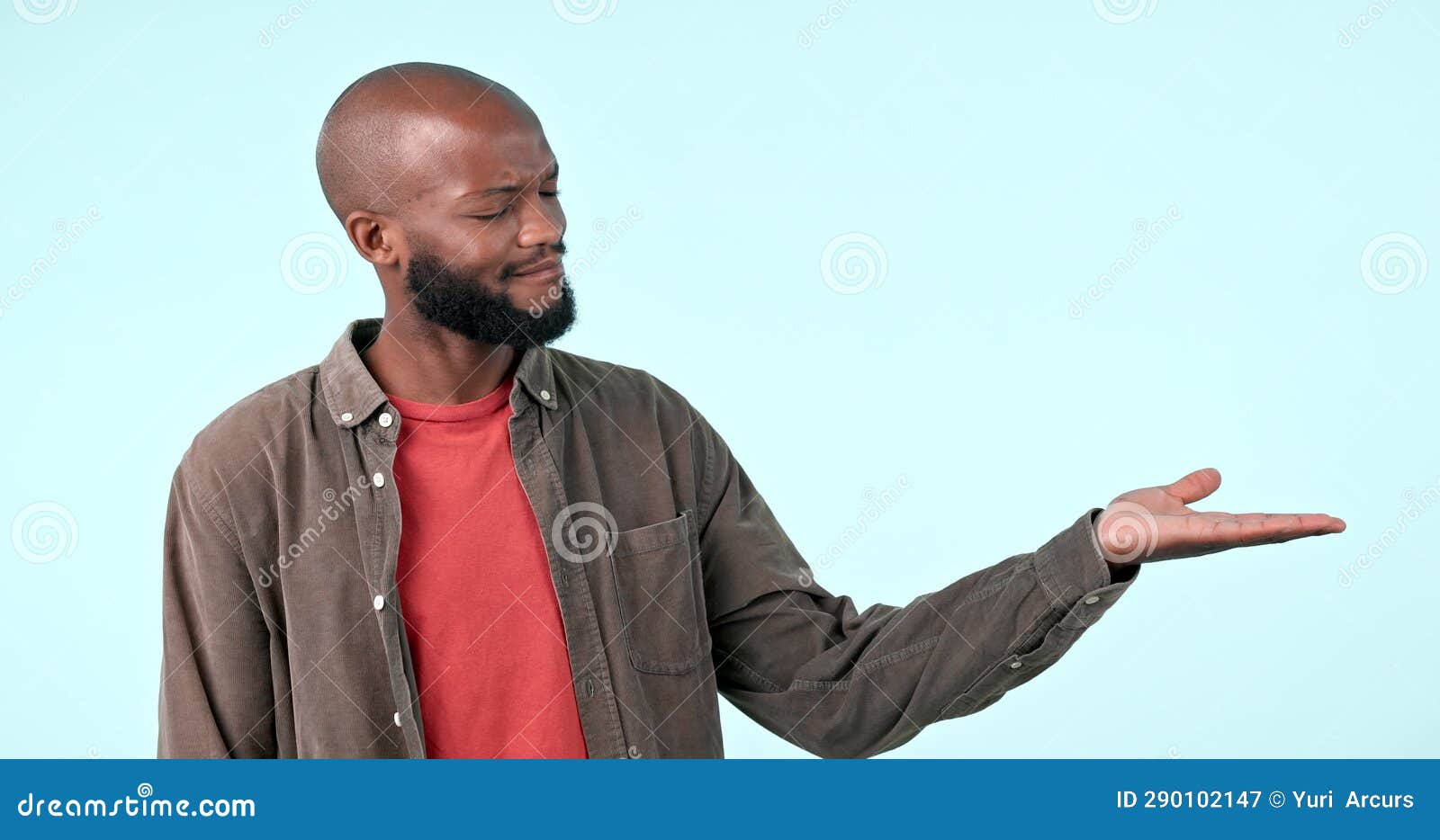 Hand, Refuse or Face of Black Man in Studio for Feedback Opinion, Bad ...