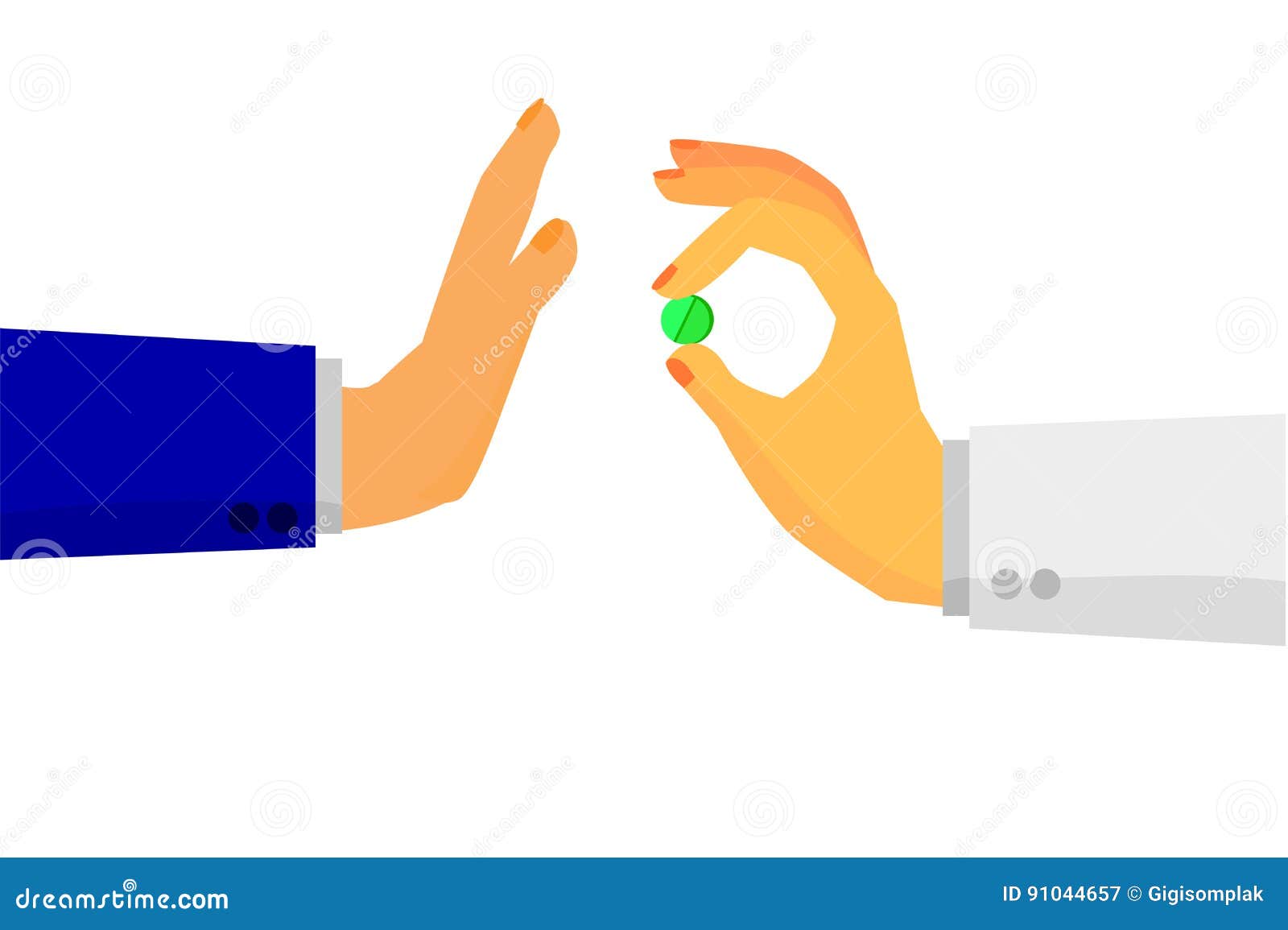 Hand Refuse One Pill from Other Stock Vector - Illustration of health ...