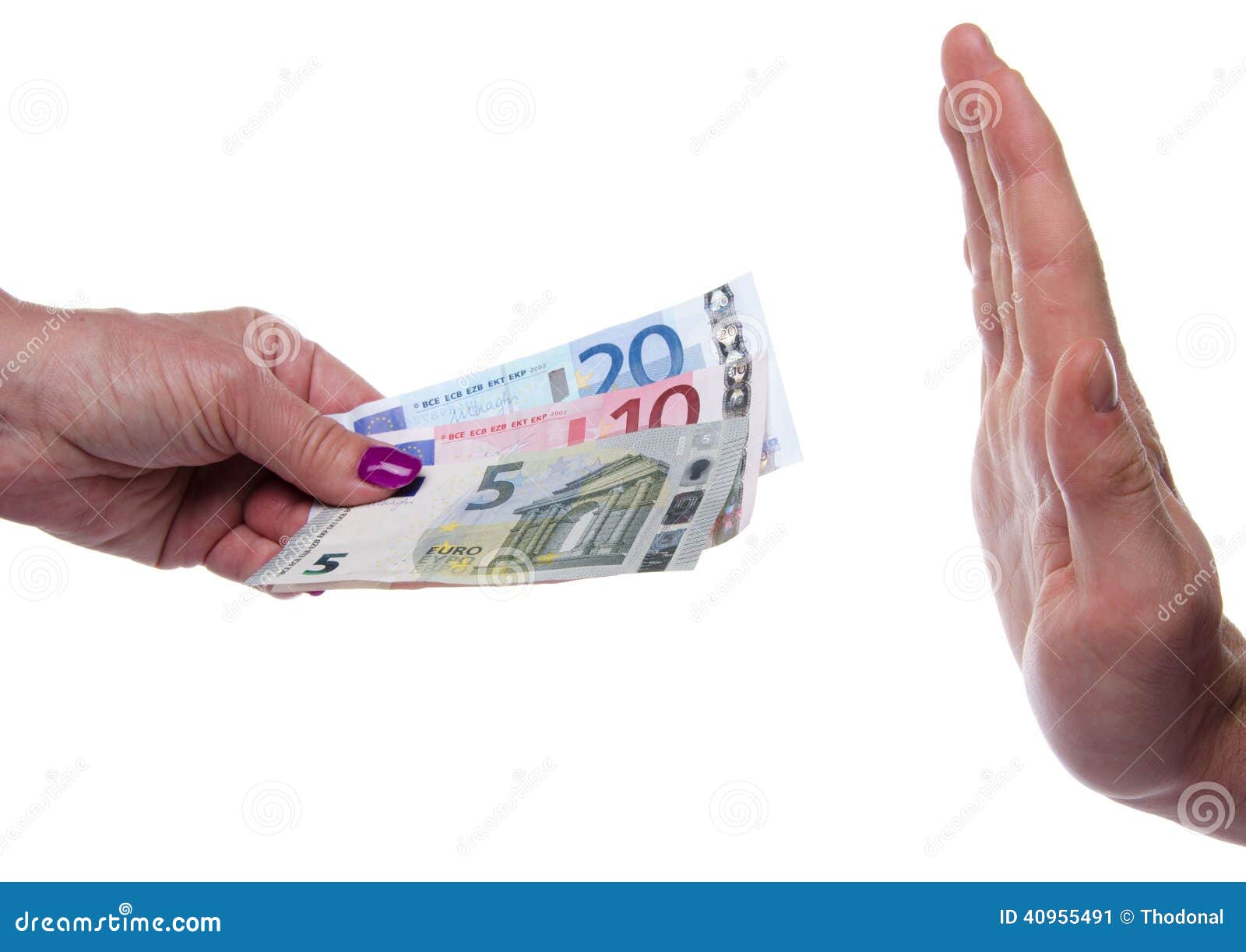 Hand refusing money stock image. Image of currency, european - 40955491