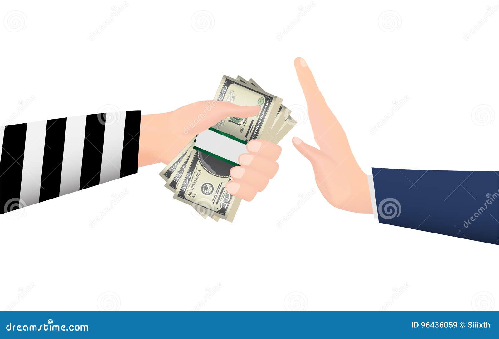 Hand Rejecting Money Banknotes from Thief Hand Stock Vector ...