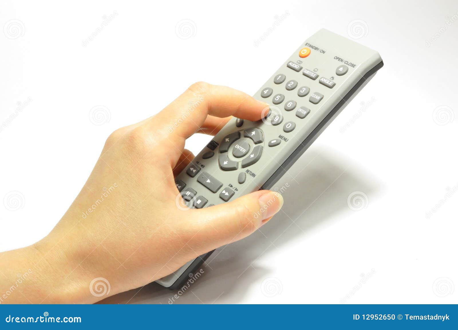 Hand remote control stock photo. Image of finger, channel - 12952650