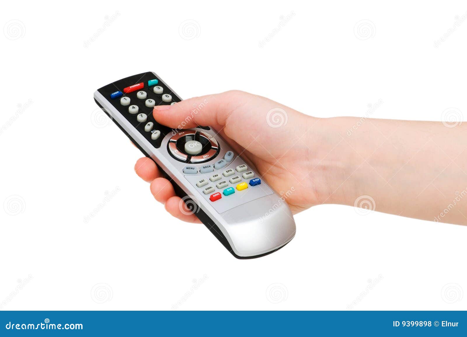 Hand with remote control stock photo. Image of internet - 9399898