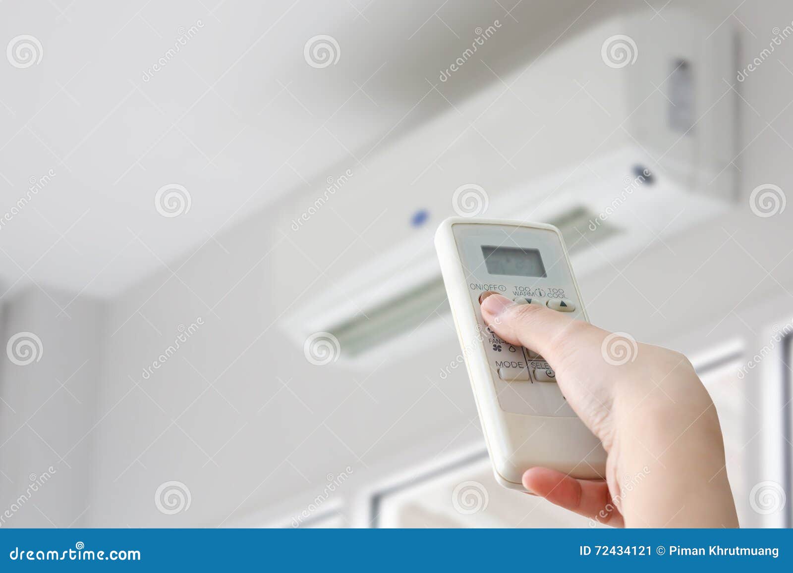 Hand with Remote Control on Air Conditioner Stock Image - Image of ...