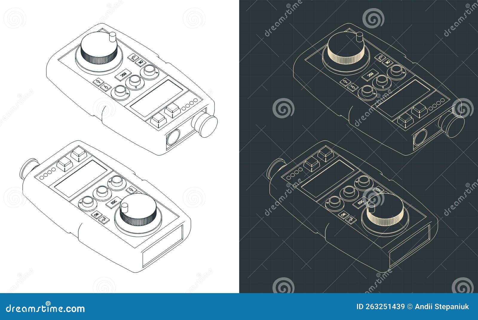 Hand Remote Control for CNC Machine Isometric Blueprints Stock Vector ...