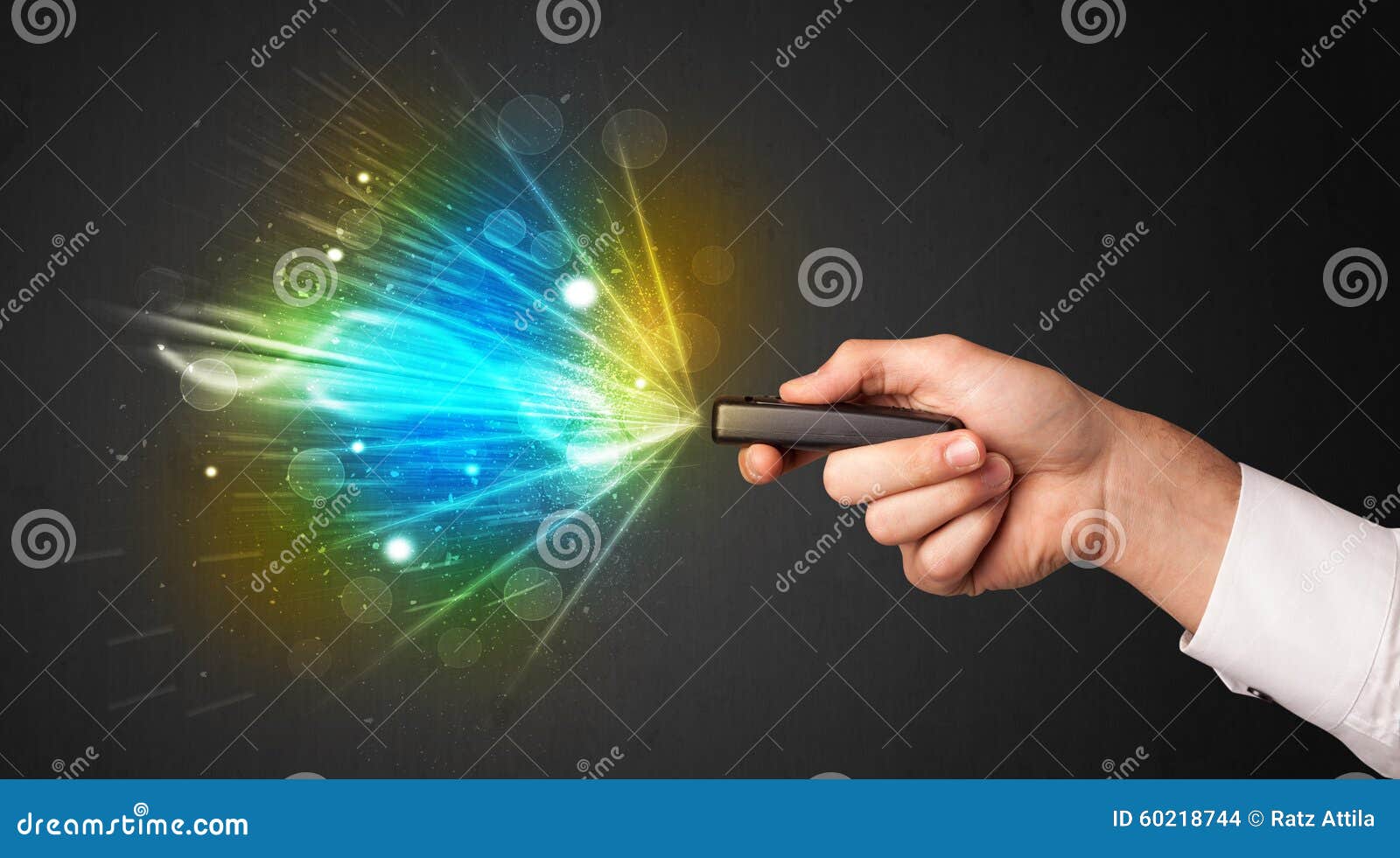 Hand with Remote Control and Explosive Signal Stock Photo - Image of ...