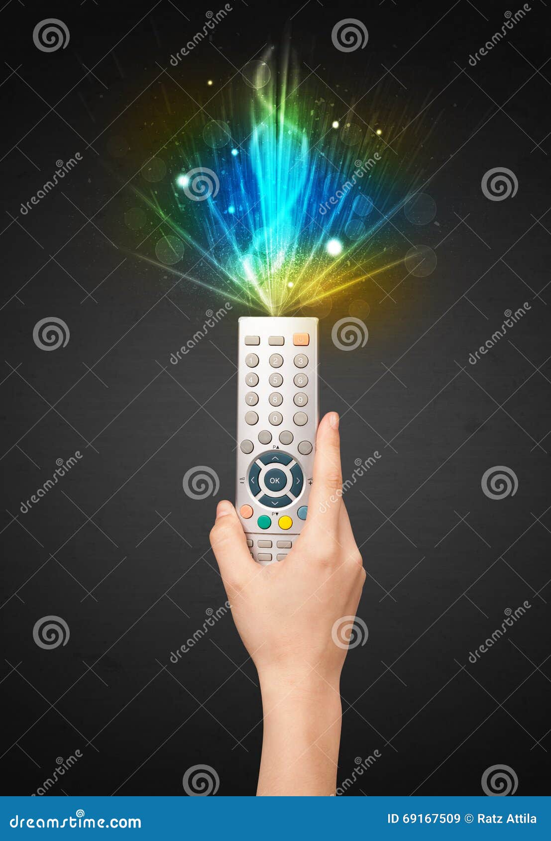 Hand with Remote Control and Explosive Signal Stock Image - Image of ...