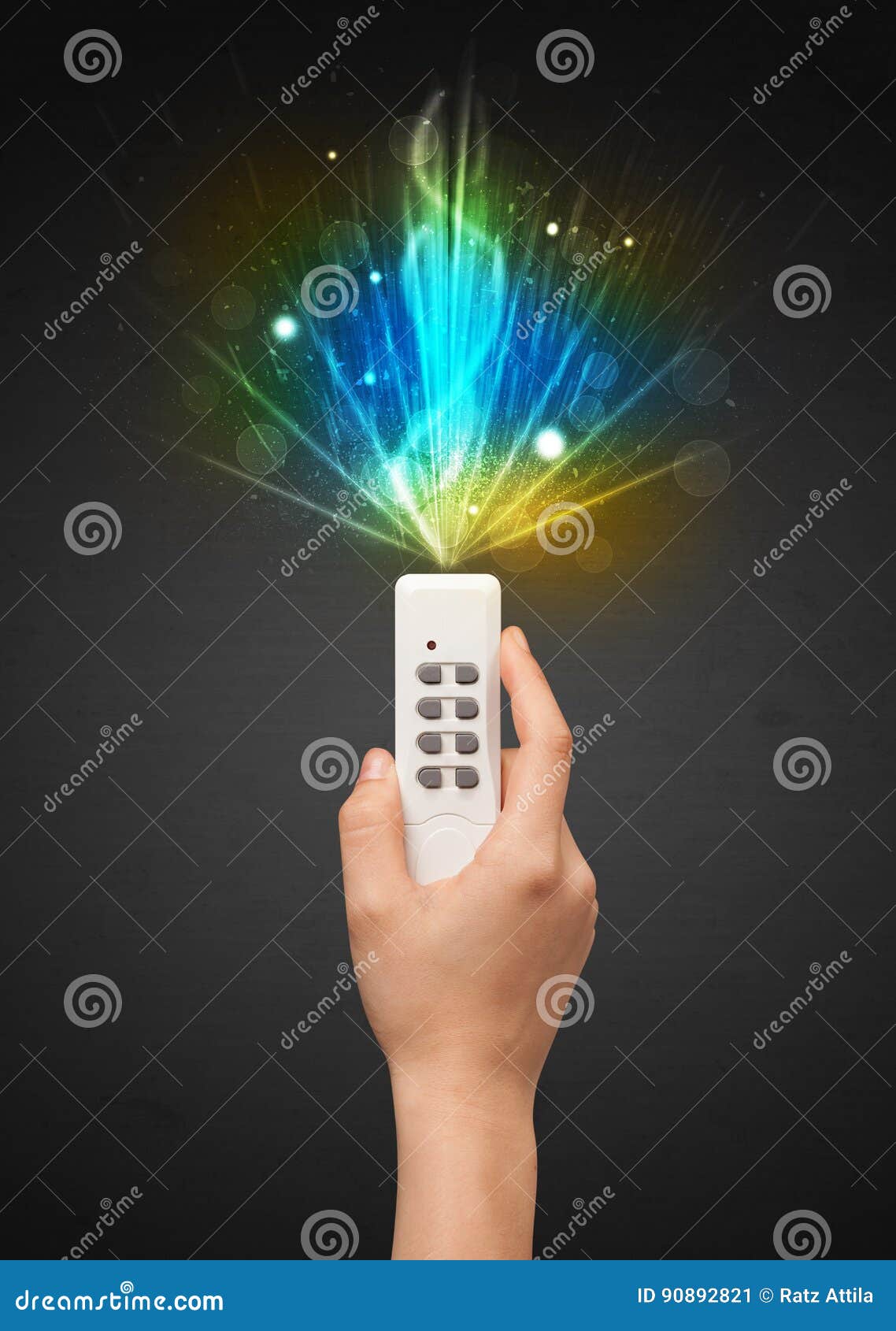 Hand with Remote Control and Explosive Signal Stock Image - Image of ...