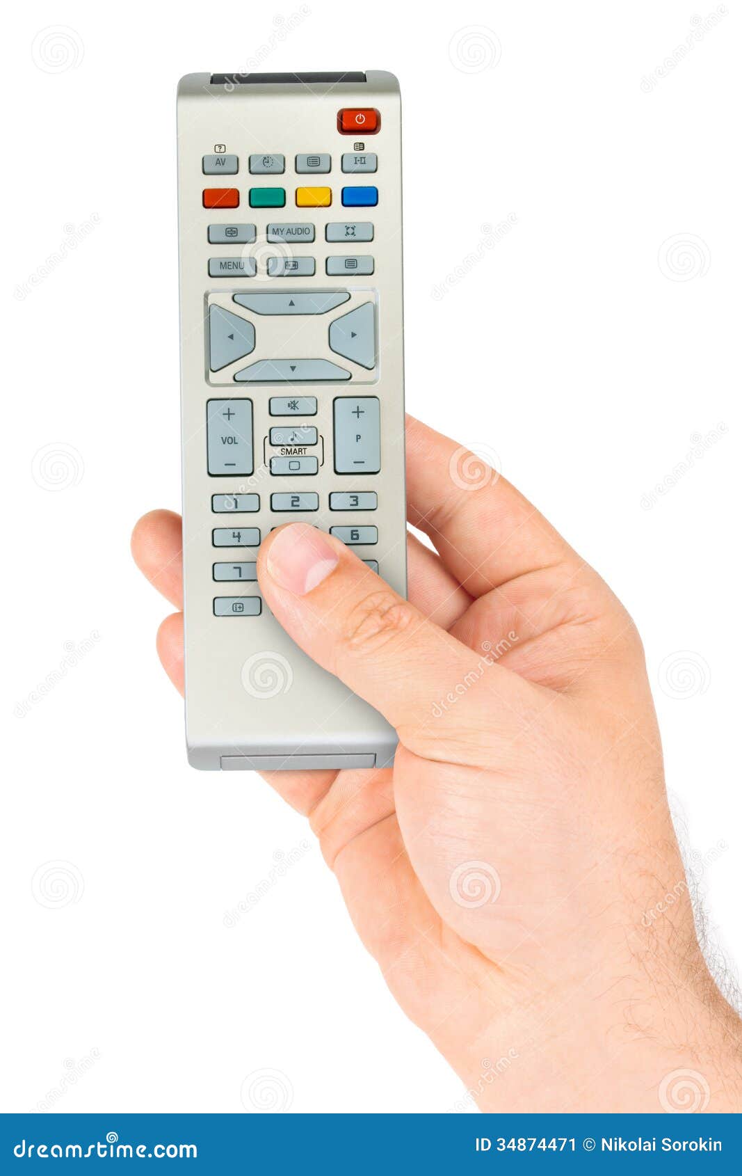 Hand with remote control stock image. Image of caucasian - 34874471