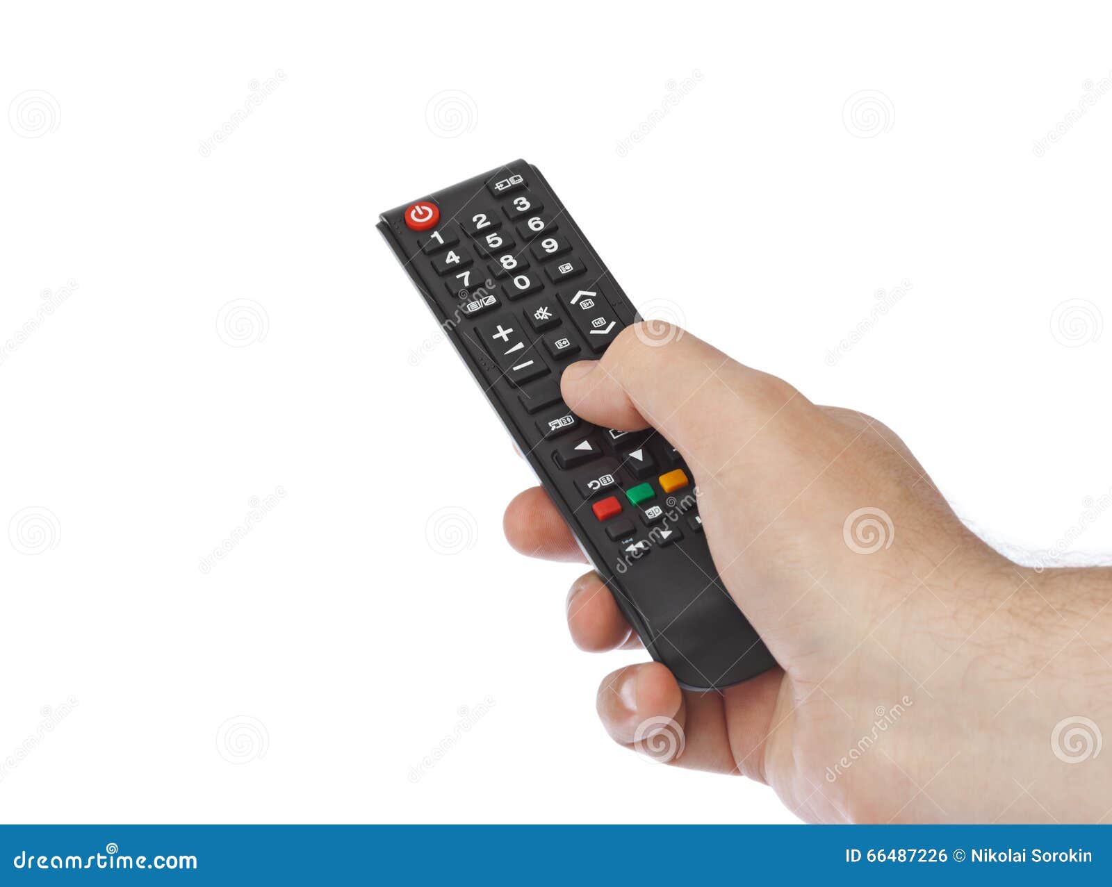 Hand with remote control stock photo. Image of click - 66487226