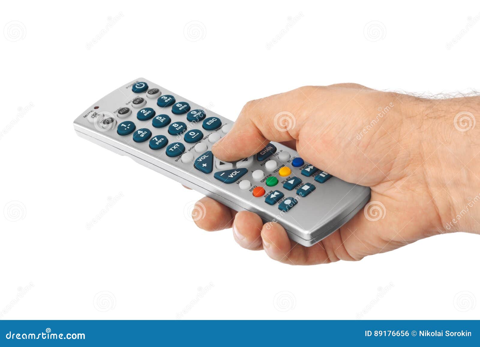 Hand with remote control stock photo. Image of button - 89176656
