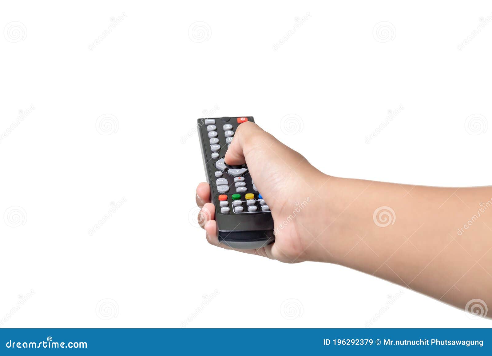 Hand with Remote Control Pointing Forward Isolated at White Background ...