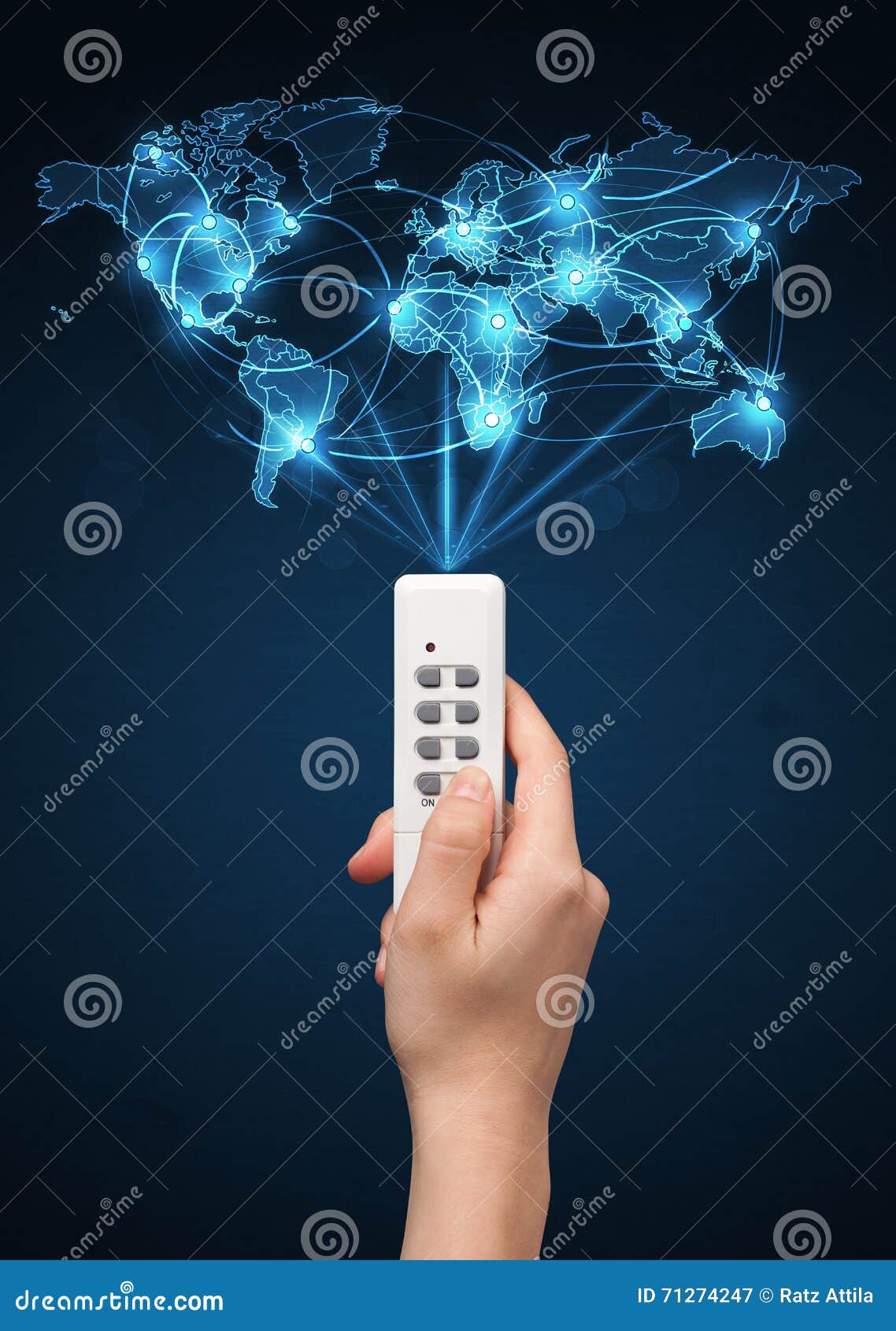 Hand with Remote Control, Social Media Concept Stock Image - Image of ...