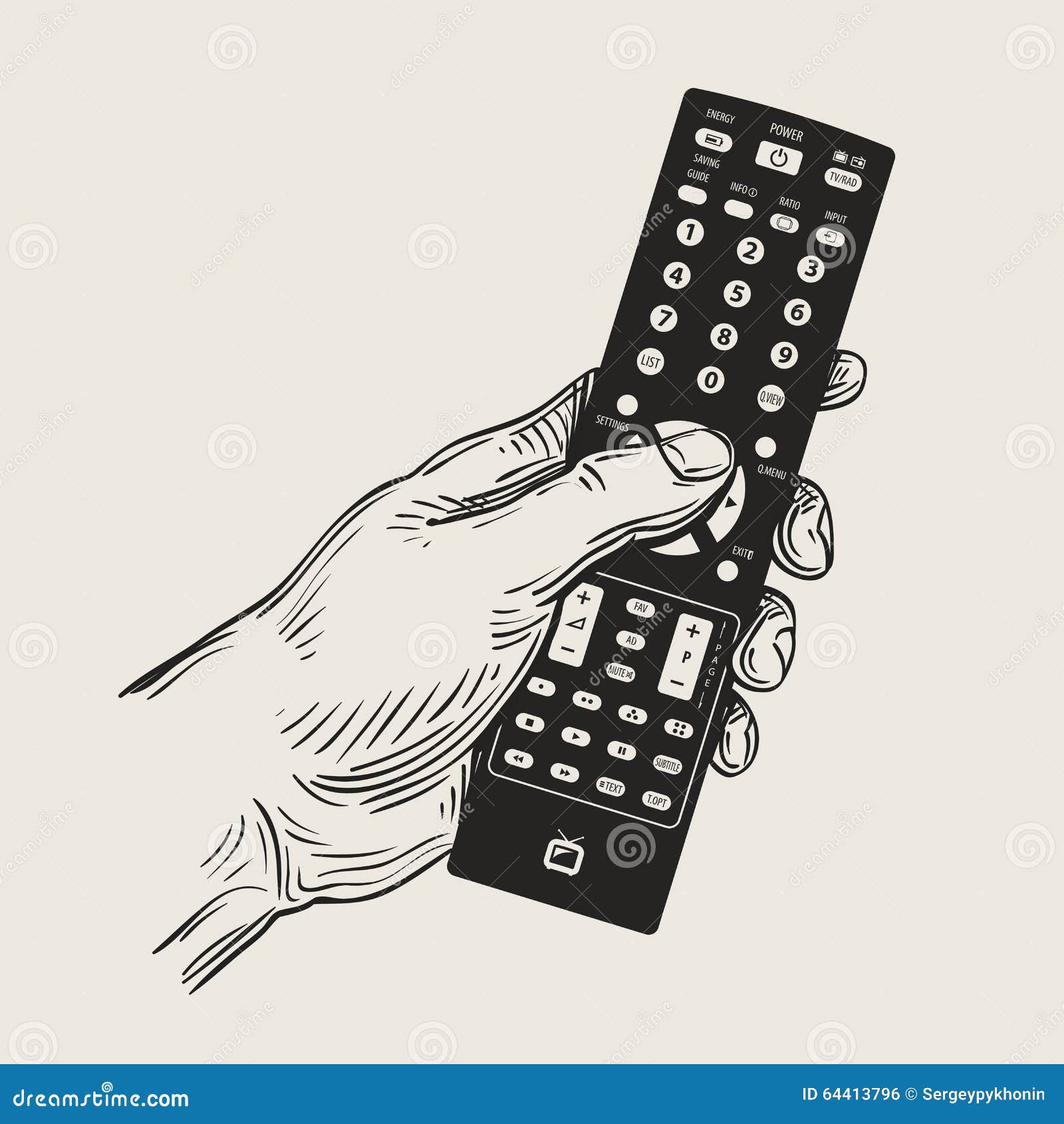 Hand Remote Control. Vector Illustration Stock Vector - Illustration of ...