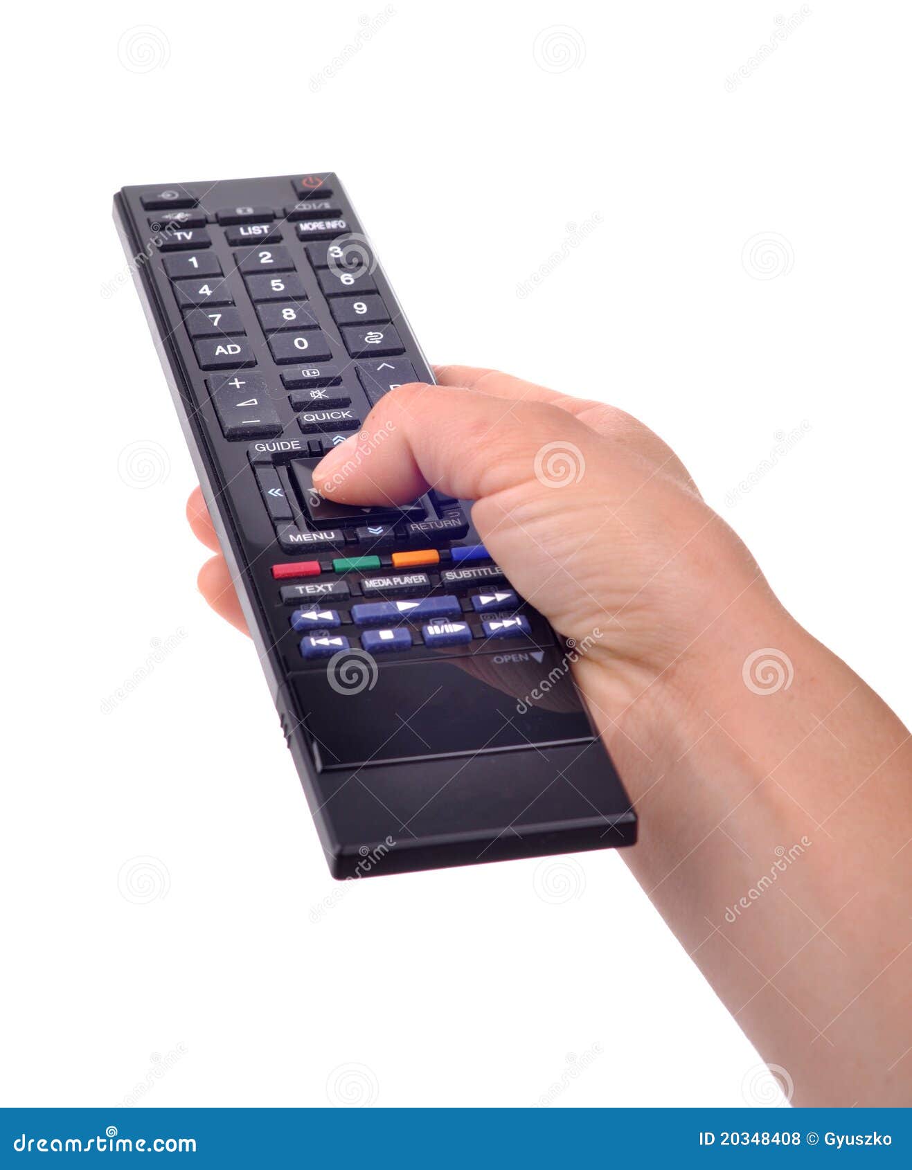 Hand with Remote Control on White Stock Photo - Image of communication ...