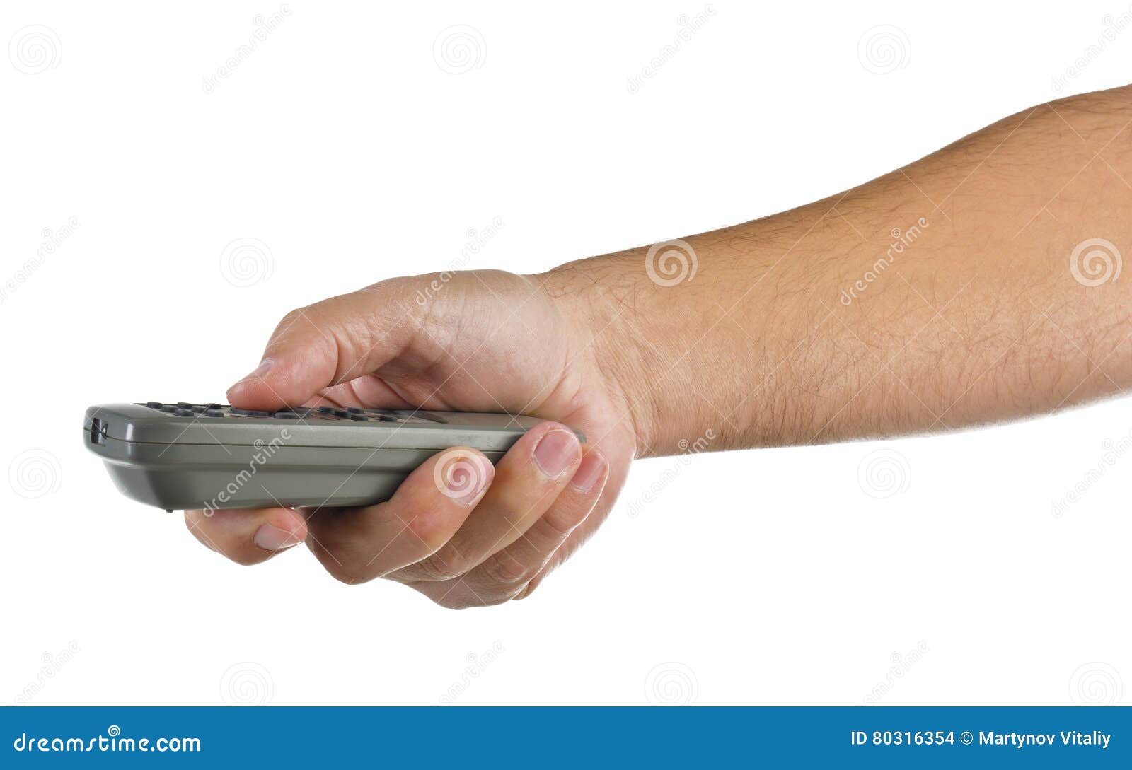 Hand with Remote Control on White Stock Photo - Image of device, press ...