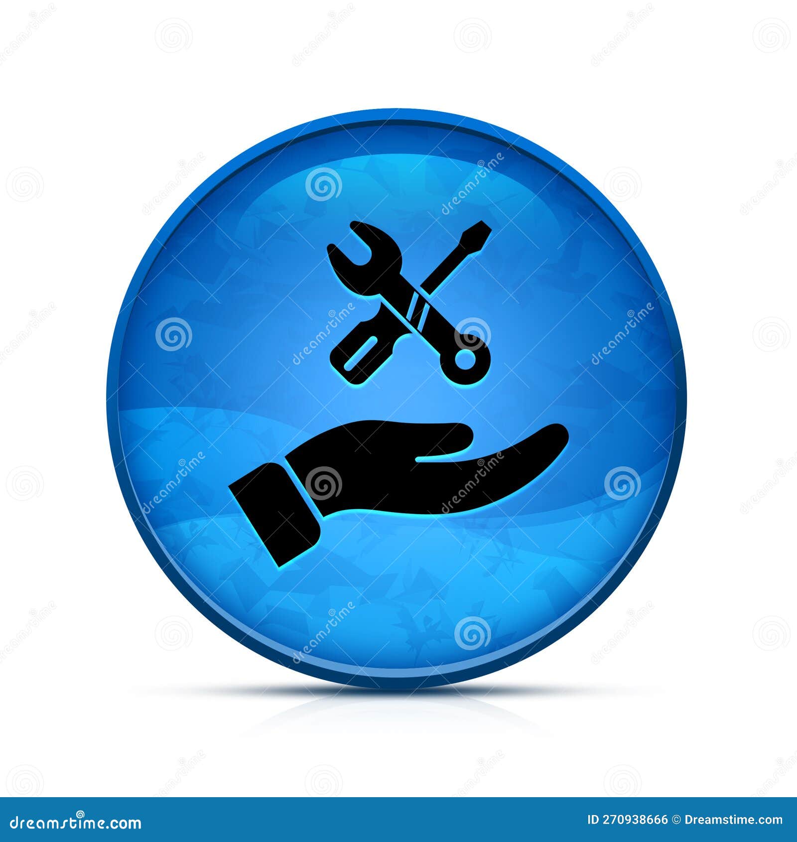 Hand Repair Icon on Classy Splash Blue Round Button Illustration Stock ...