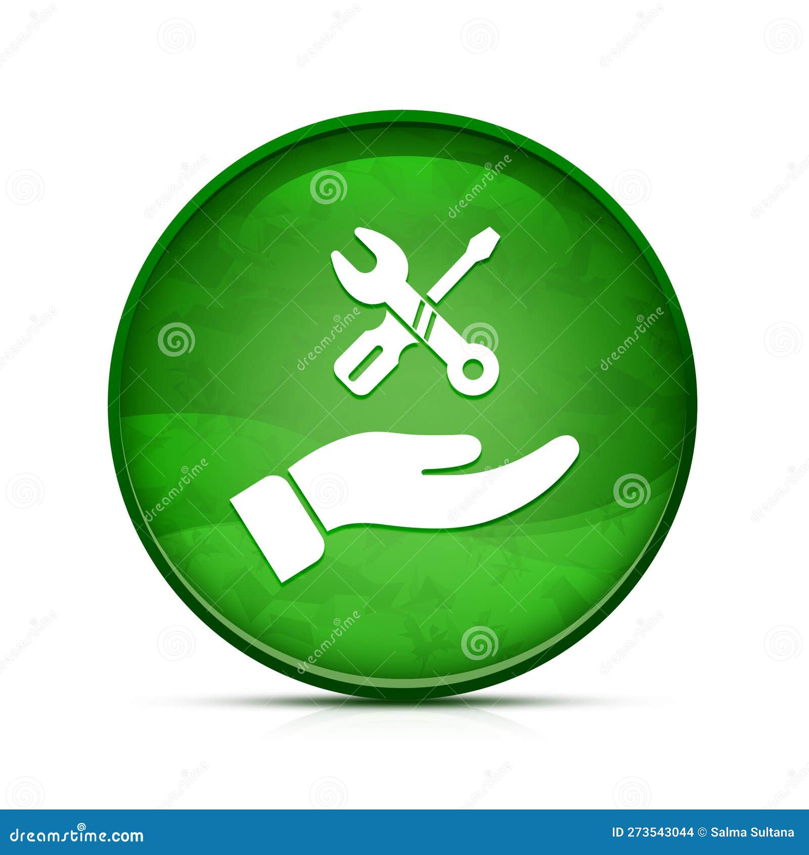 Hand Repair Icon on Classy Splash Green Round Button Illustration Stock ...