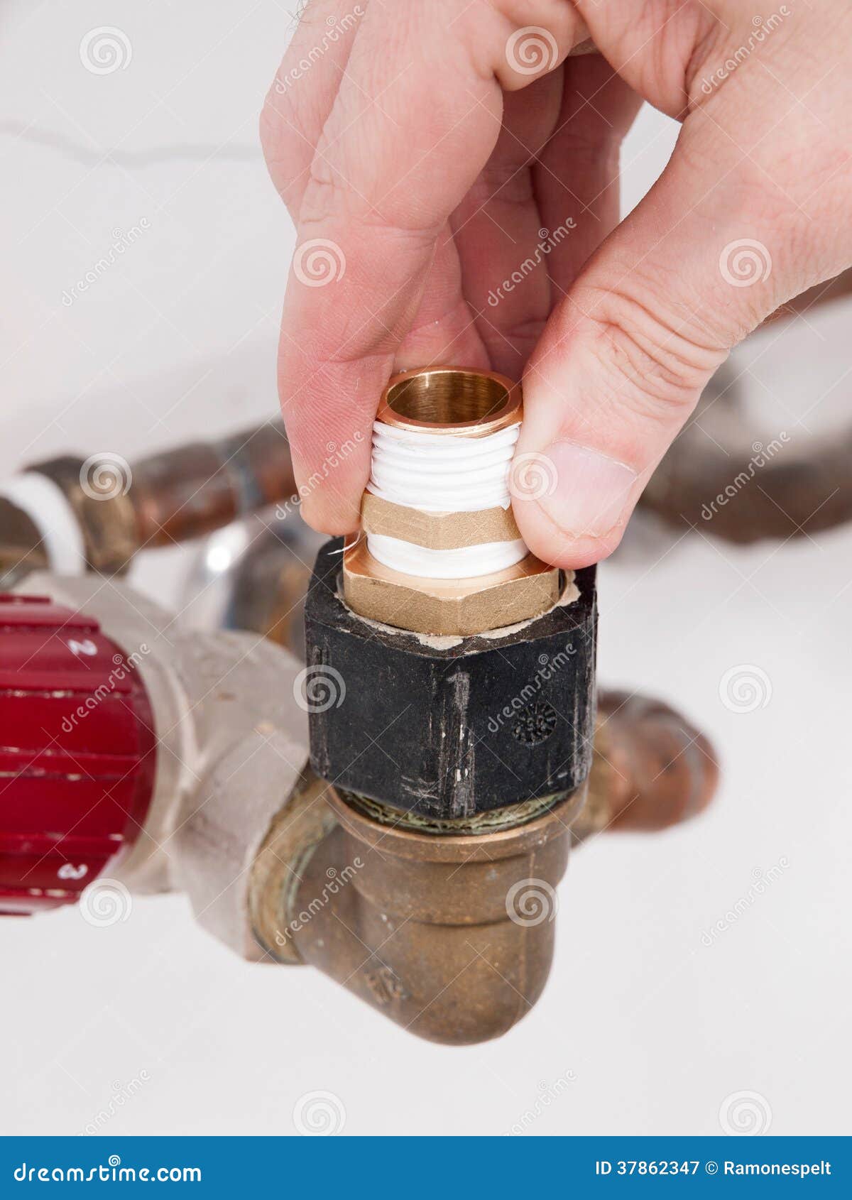 Hand Repairing a Plumbing Pipes Stock Image - Image of equipment ...