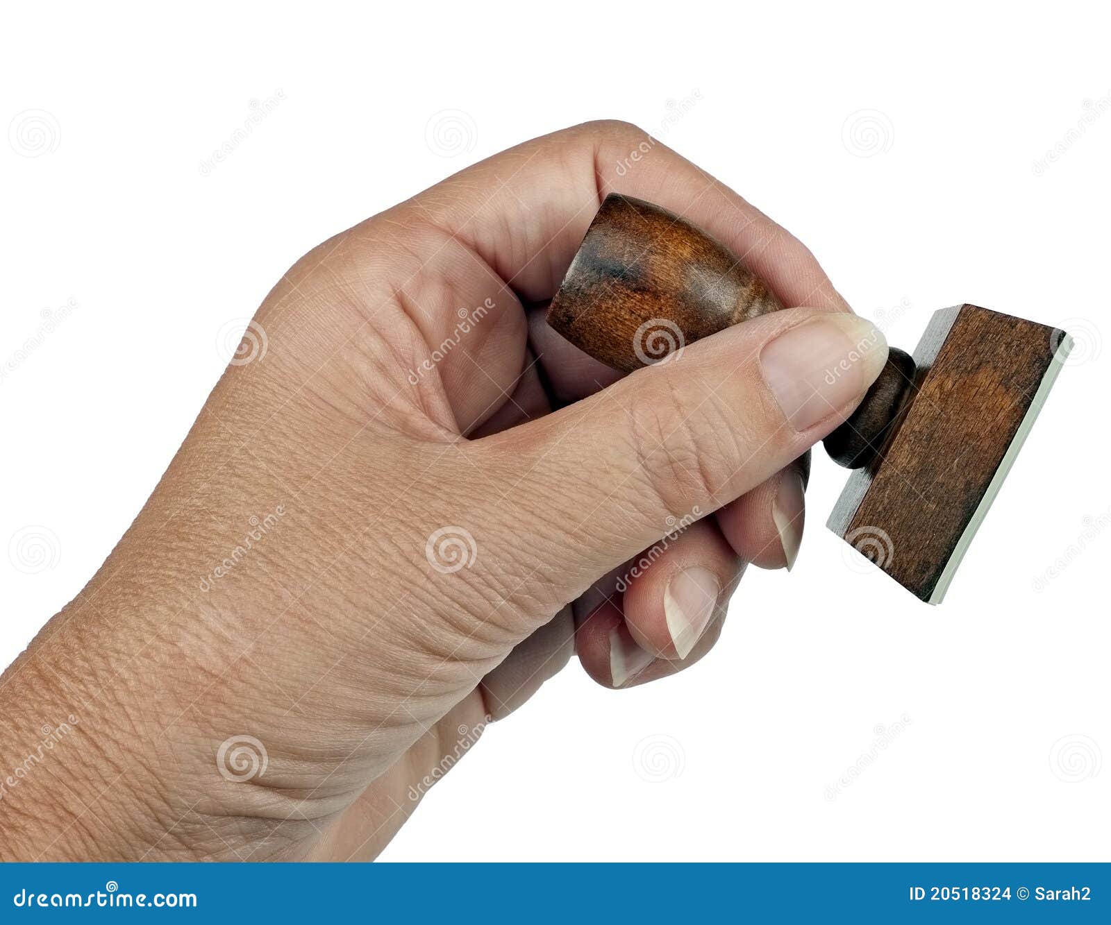 Hand with Retro Rubber Stamp - Isolated Stock Photo - Image of wood ...