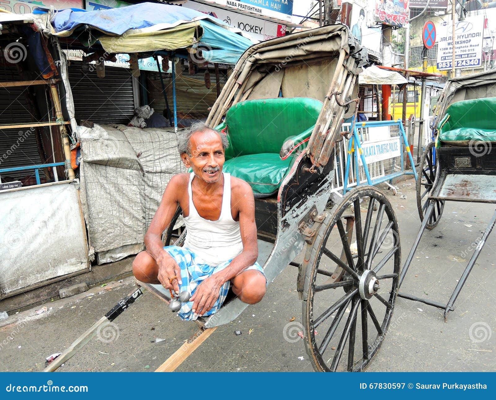 A Hand Rickshaw Puller Waits For Passengers Editorial Photography ...
