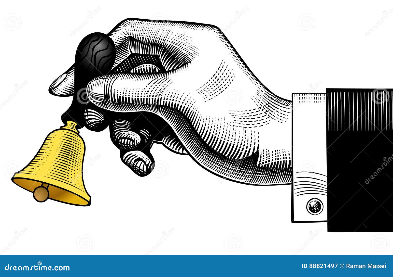 Hand ringing retro bell stock vector. Illustration of hell - 88821497
