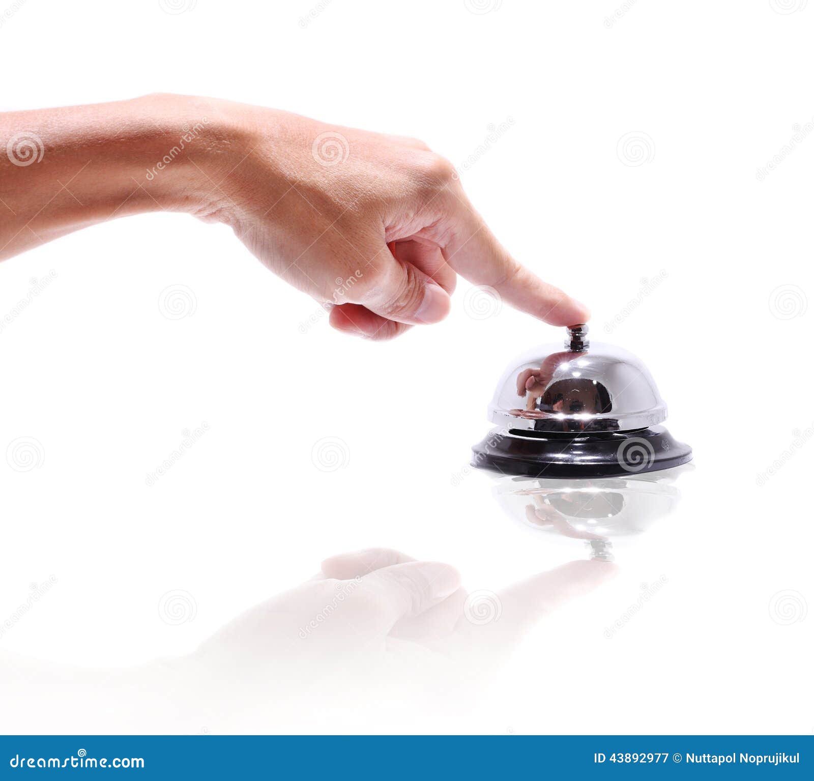 Hand Ringing in Service Bell Isolated on White Stock Image - Image of ...