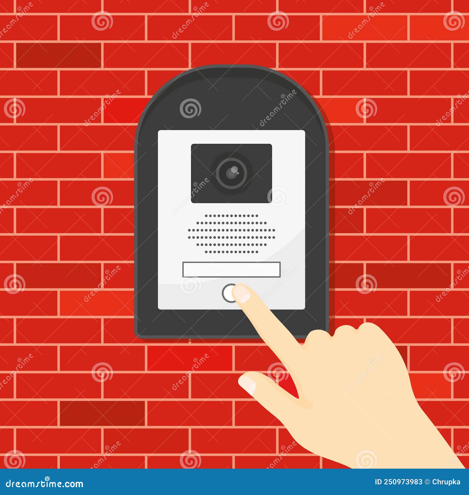 Hand Rings the House Intercom with Camera Stock Vector - Illustration ...
