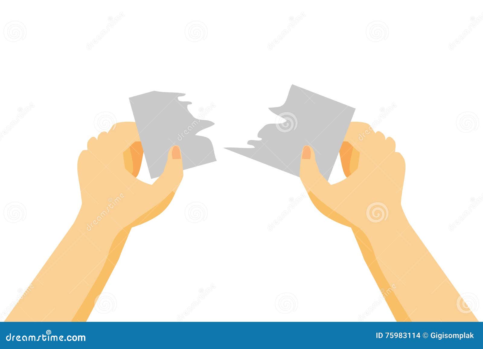 Hand, Ripping a Piece of Blank Paper or Card Stock Vector ...