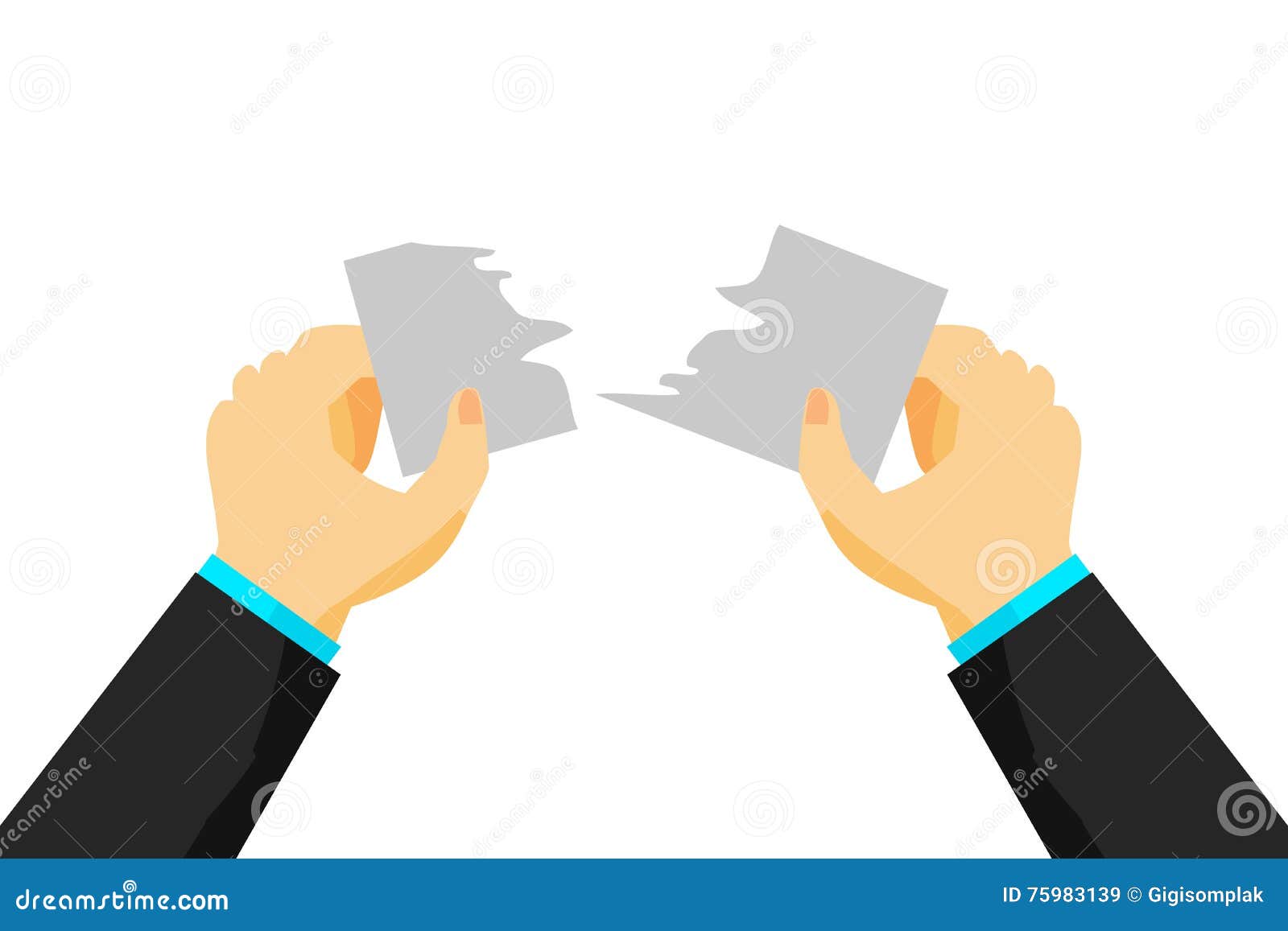 Hand, Ripping a Piece of Blank Paper or Card Stock Vector ...