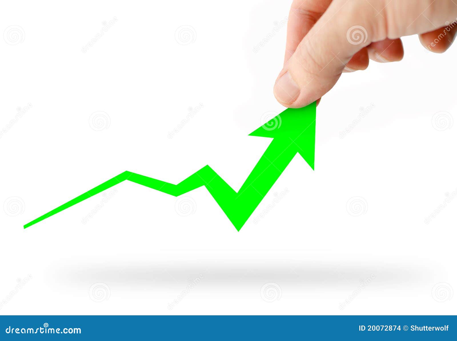 Hand Rising Green Business Graph Stock Photo - Image of financial ...
