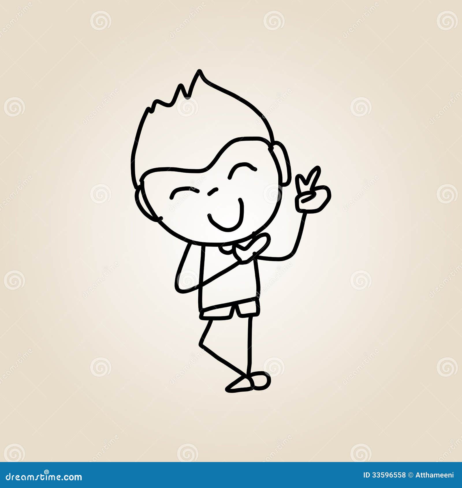 Hand Rita Tecknade Glada Barn Vektor Illustrationer - Illustration av ...