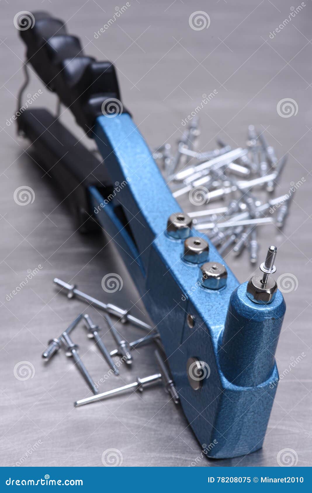 Hand Rivet Tool on Metal Surface Stock Image - Image of work, white ...