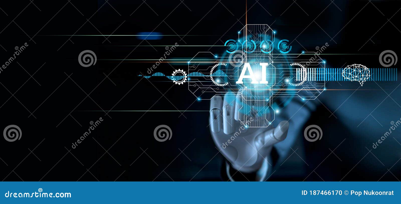 Hand of Robot Touching Modern Interface and AI Word Artificial ...