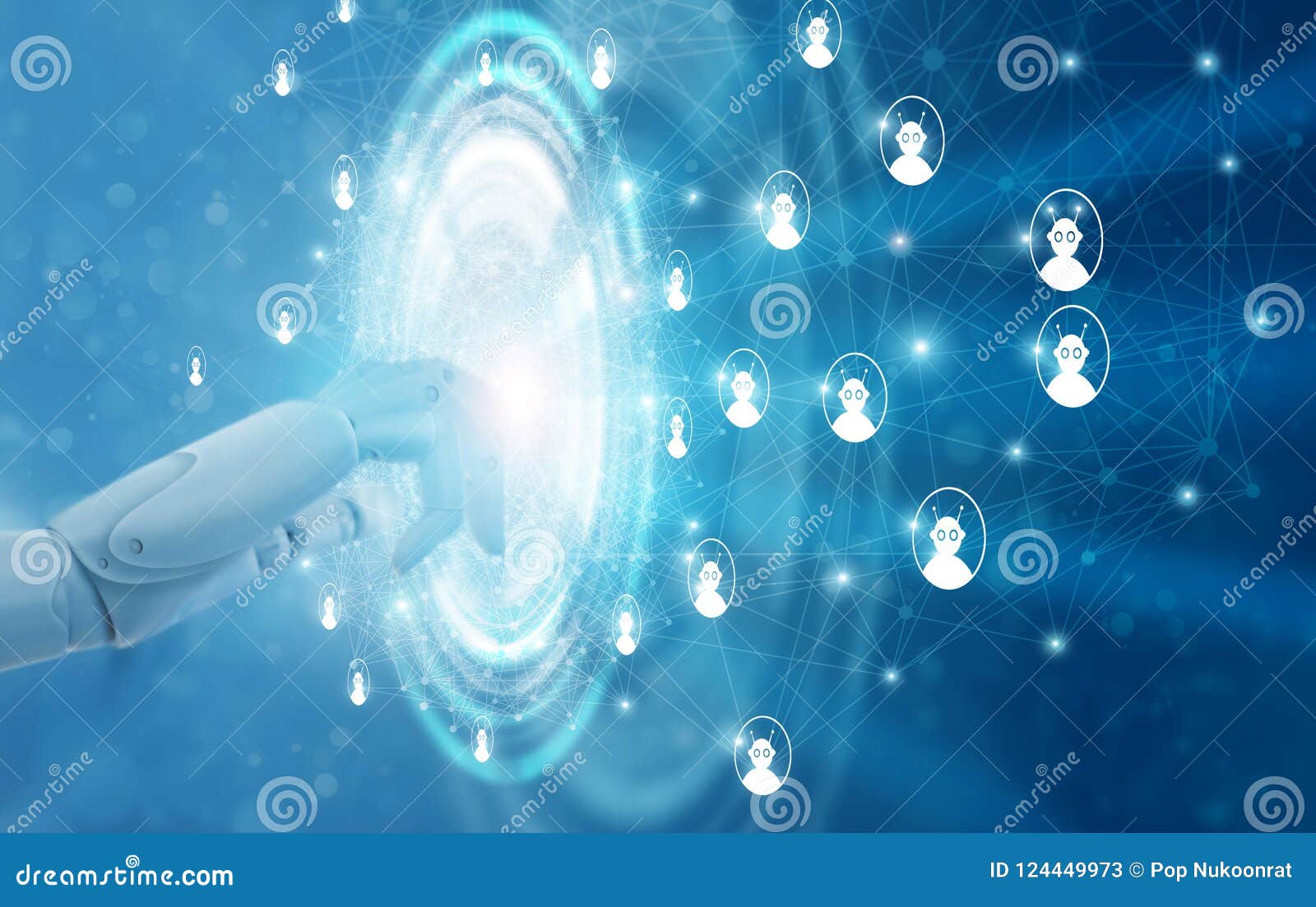 Hand of Robot Touching Network Connections. Artificial Intelligence ...