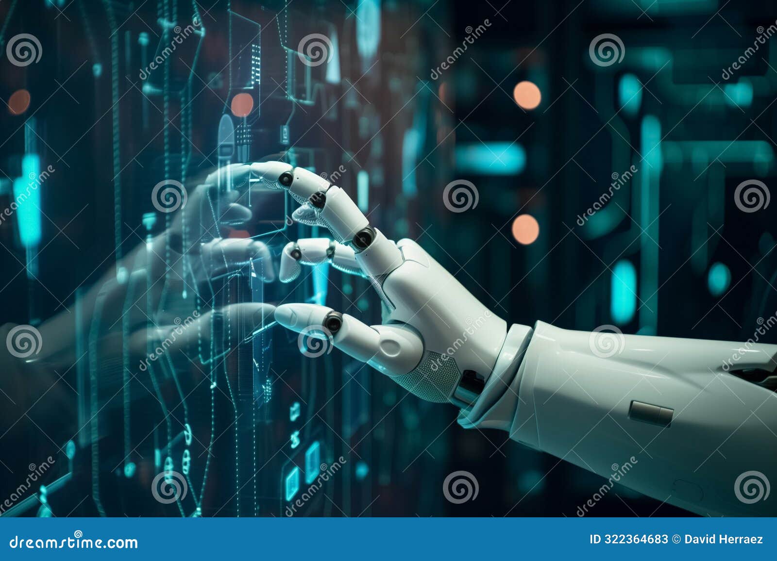 Hand of Robot Touching Screen. Generative AI Stock Image - Image of ...
