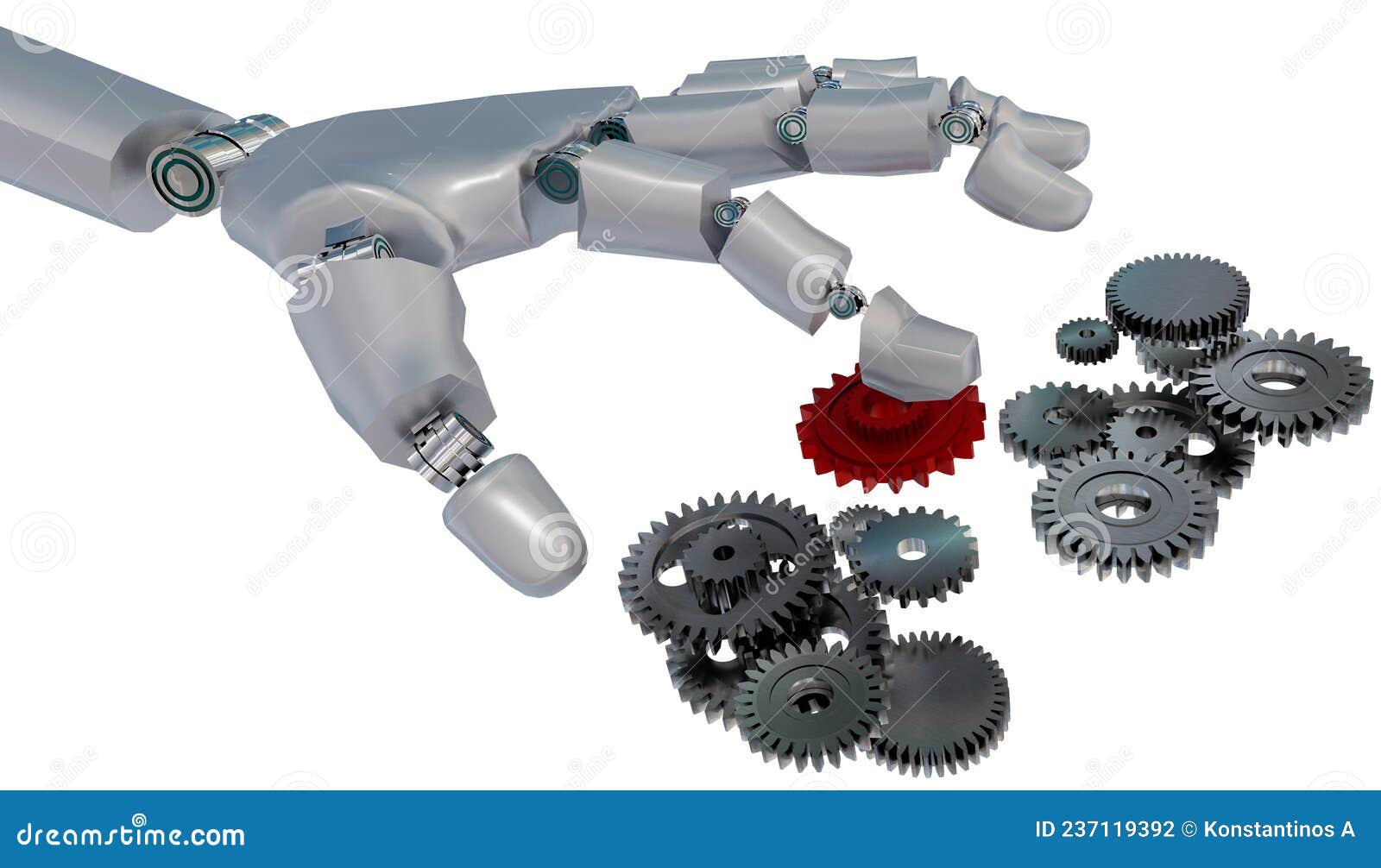 Hand Robotic Robot Cogs Gears System Isolated - 3d Rendering Stock ...