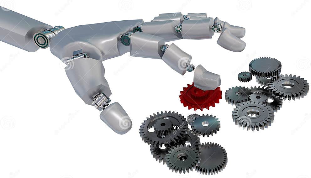 Hand Robotic Robot Cogs Gears System Isolated - 3d Rendering Stock ...
