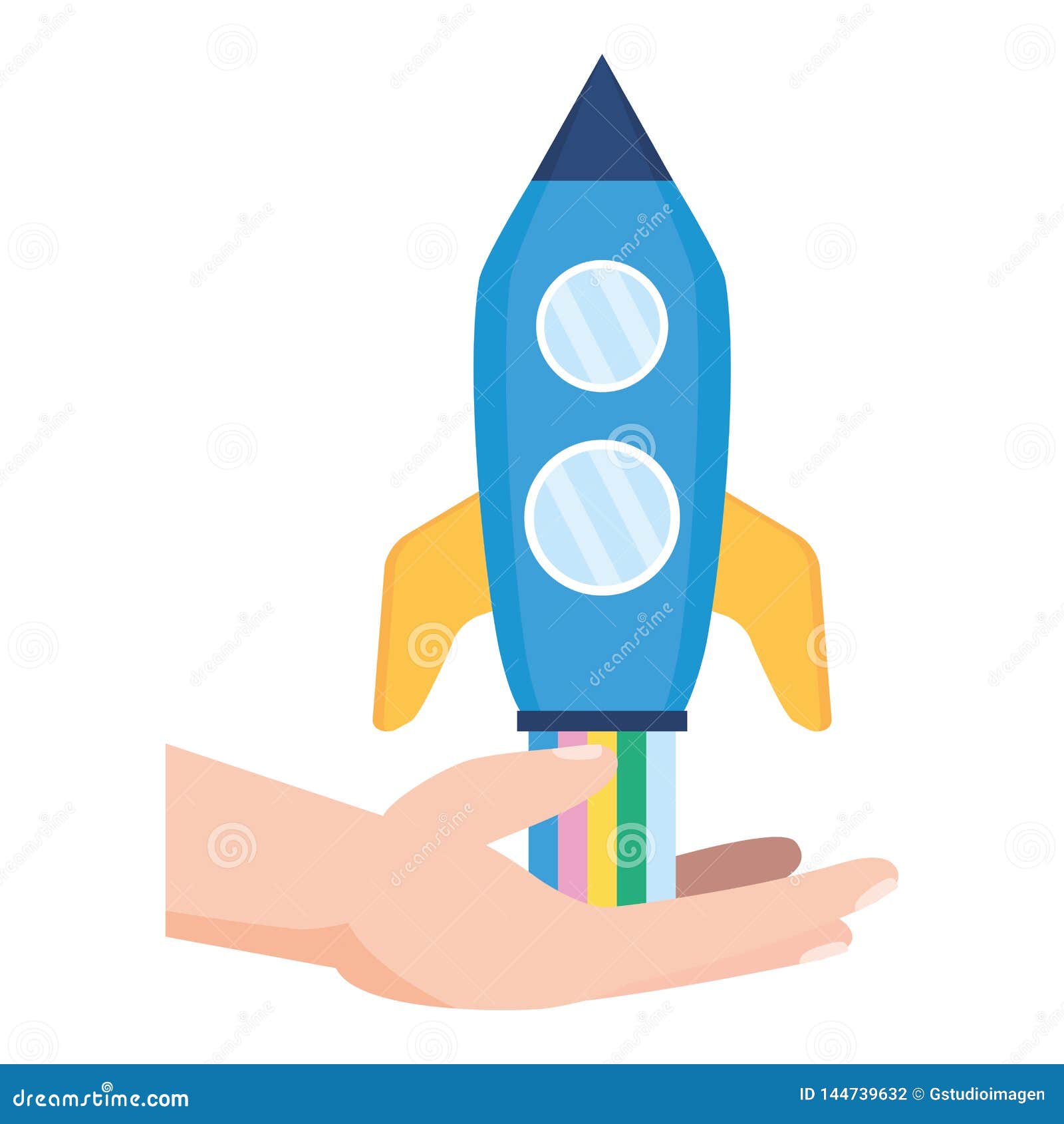 Hand with rocket stock vector. Illustration of creativity - 144739632