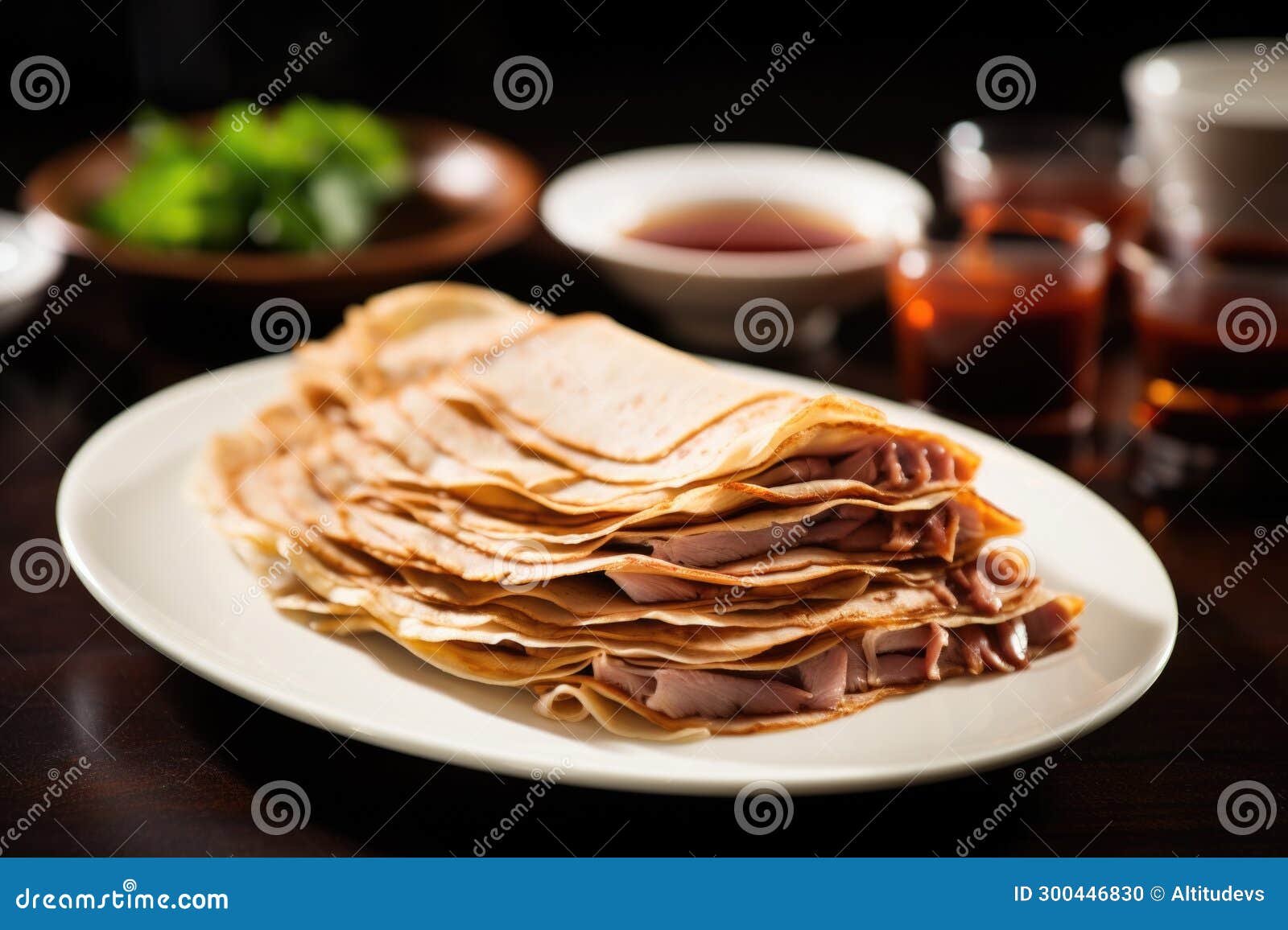 Hand-rolled Peking Duck Pancakes on Plates Stock Photo - Image of ...