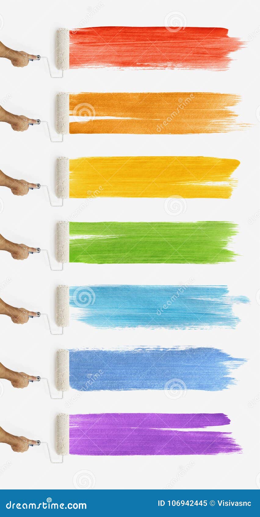 Hand with Roller Paint on Wall with Colors Samples, Banner Web T Stock ...