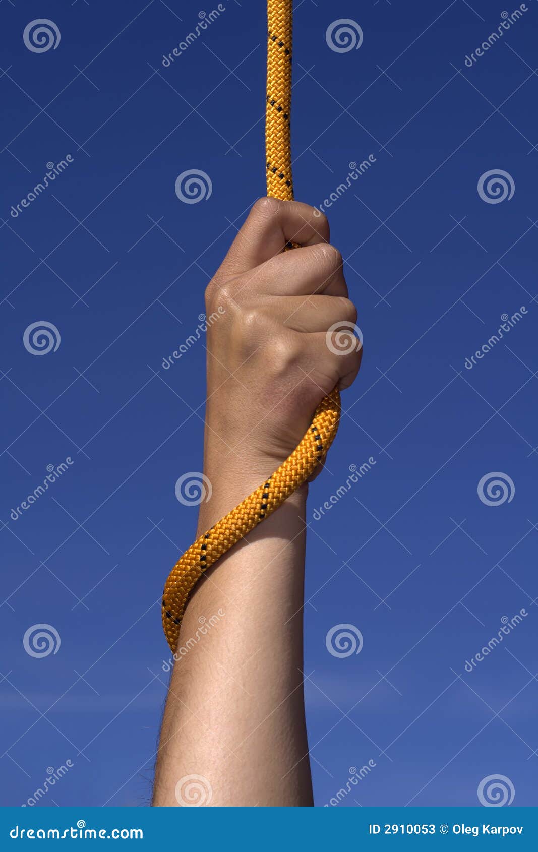 Hand with a rope stock image. Image of goal, descending - 2910053