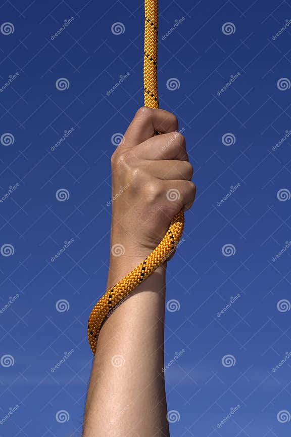 Hand with a rope stock image. Image of goal, descending - 2910053