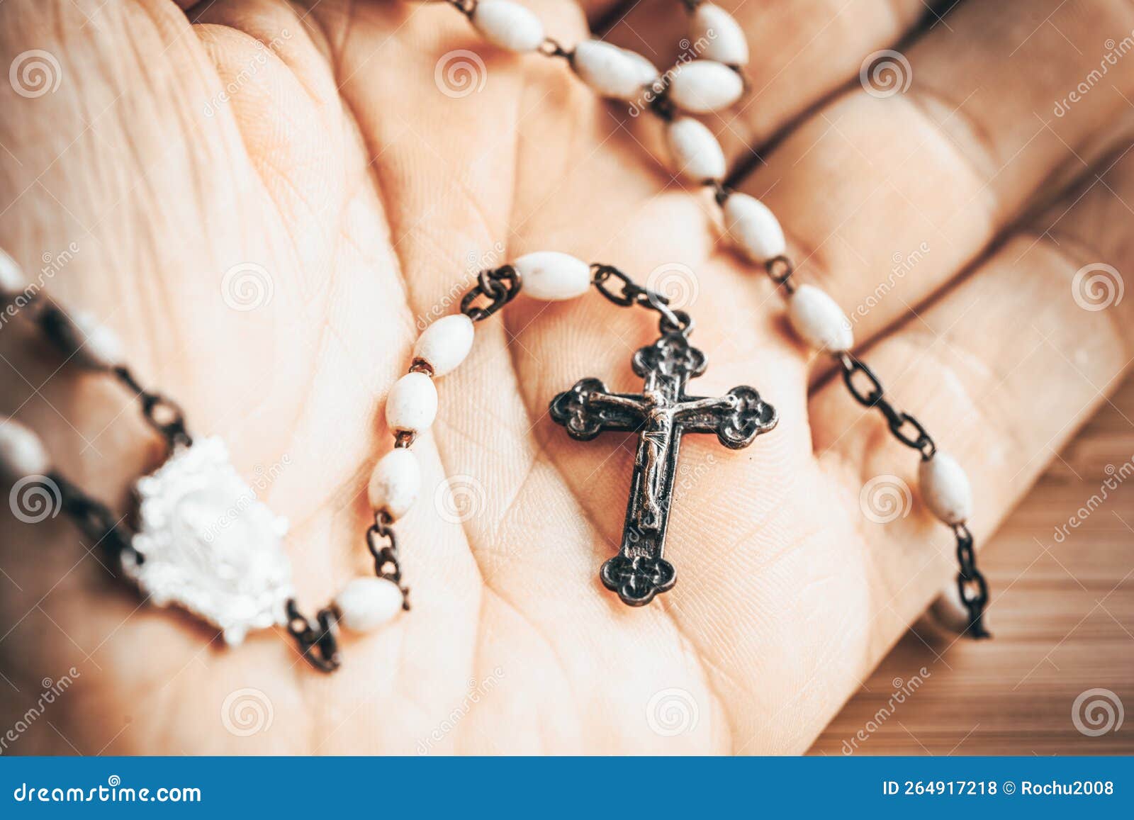 Hand with Rosary, Catholic Faith and Prayer Concept Stock Photo - Image ...