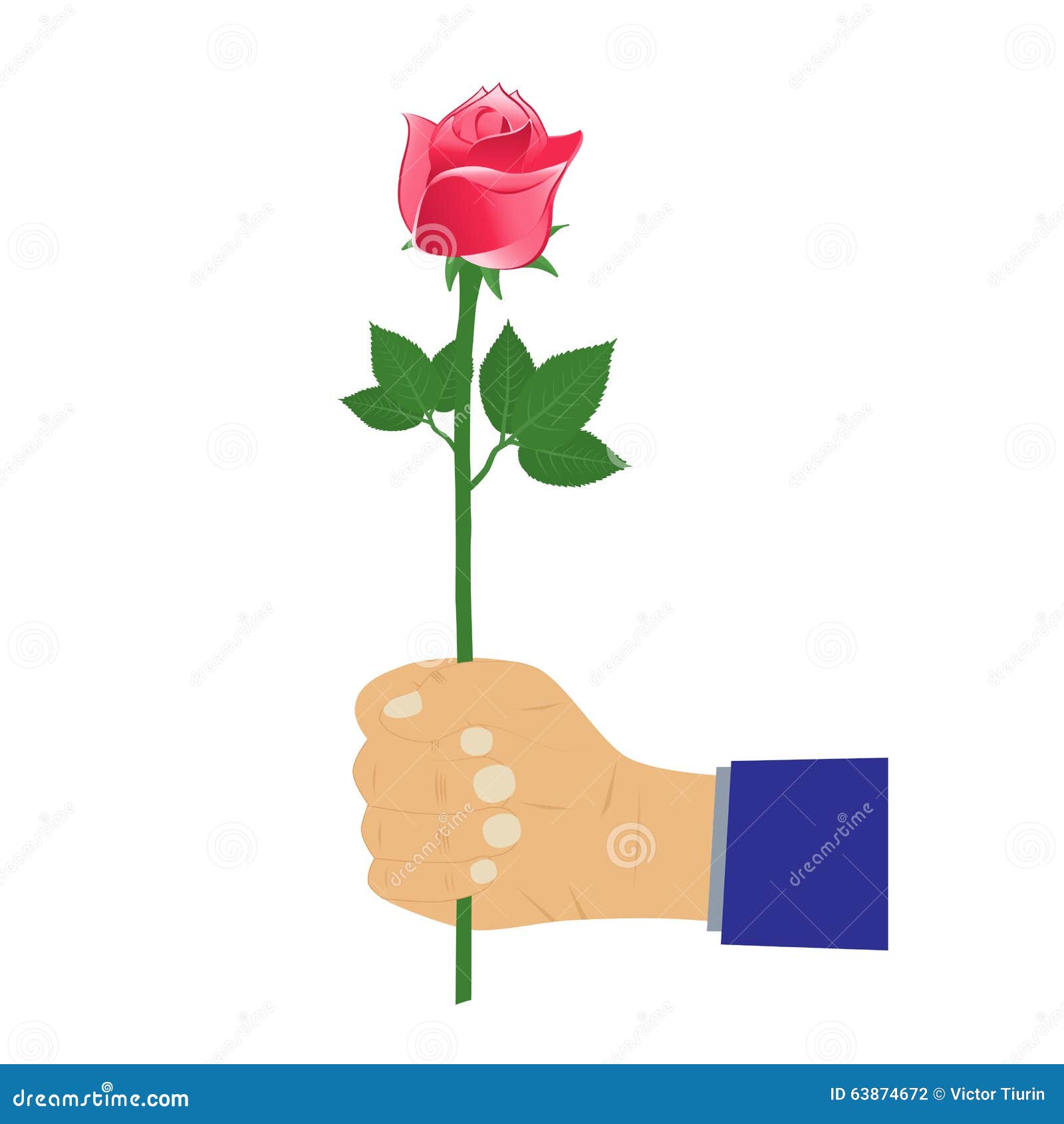 Hand with rose. stock vector. Illustration of spring - 63874672
