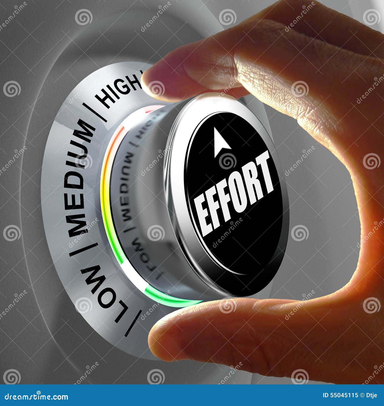 Hand Rotating a Button and Selecting the Level of Effort. Stock ...